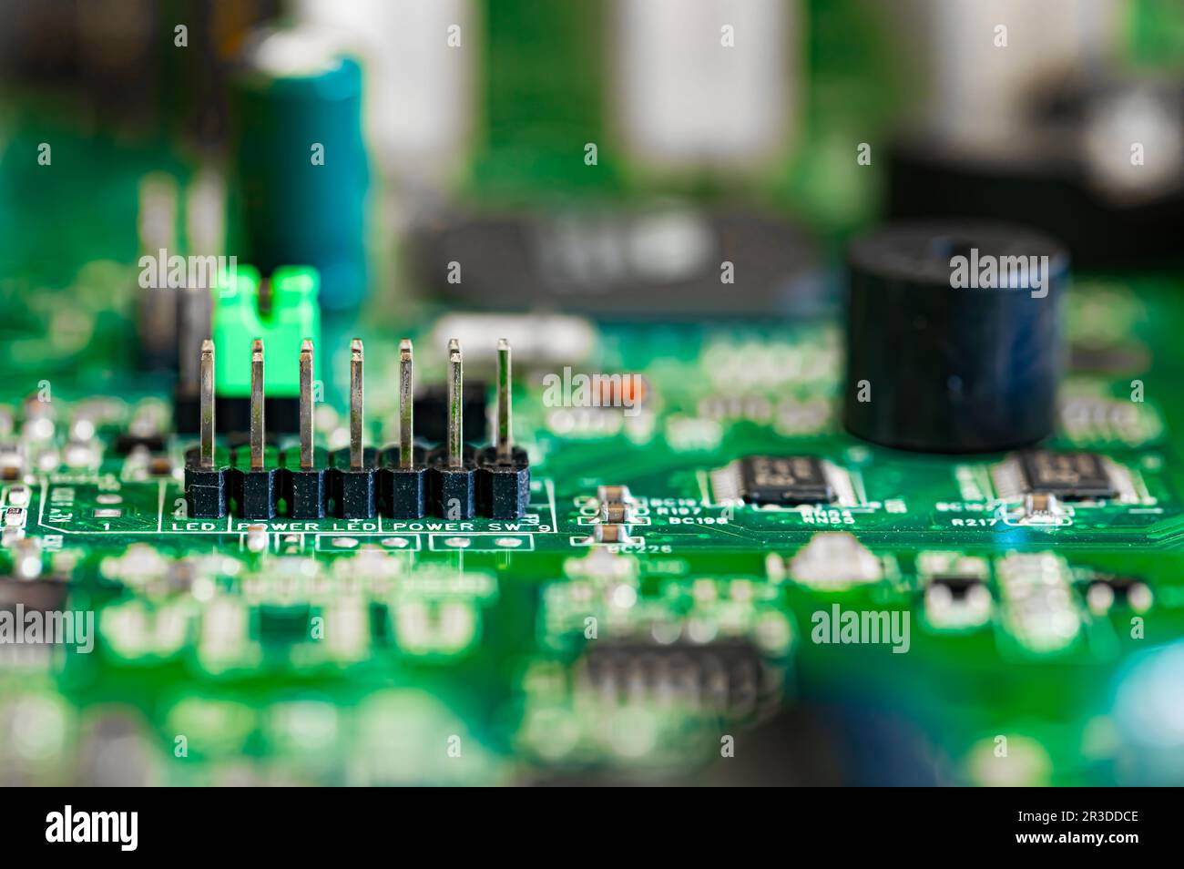 Macro Close up of connector pins on PC circuit board Stock Photo - Alamy