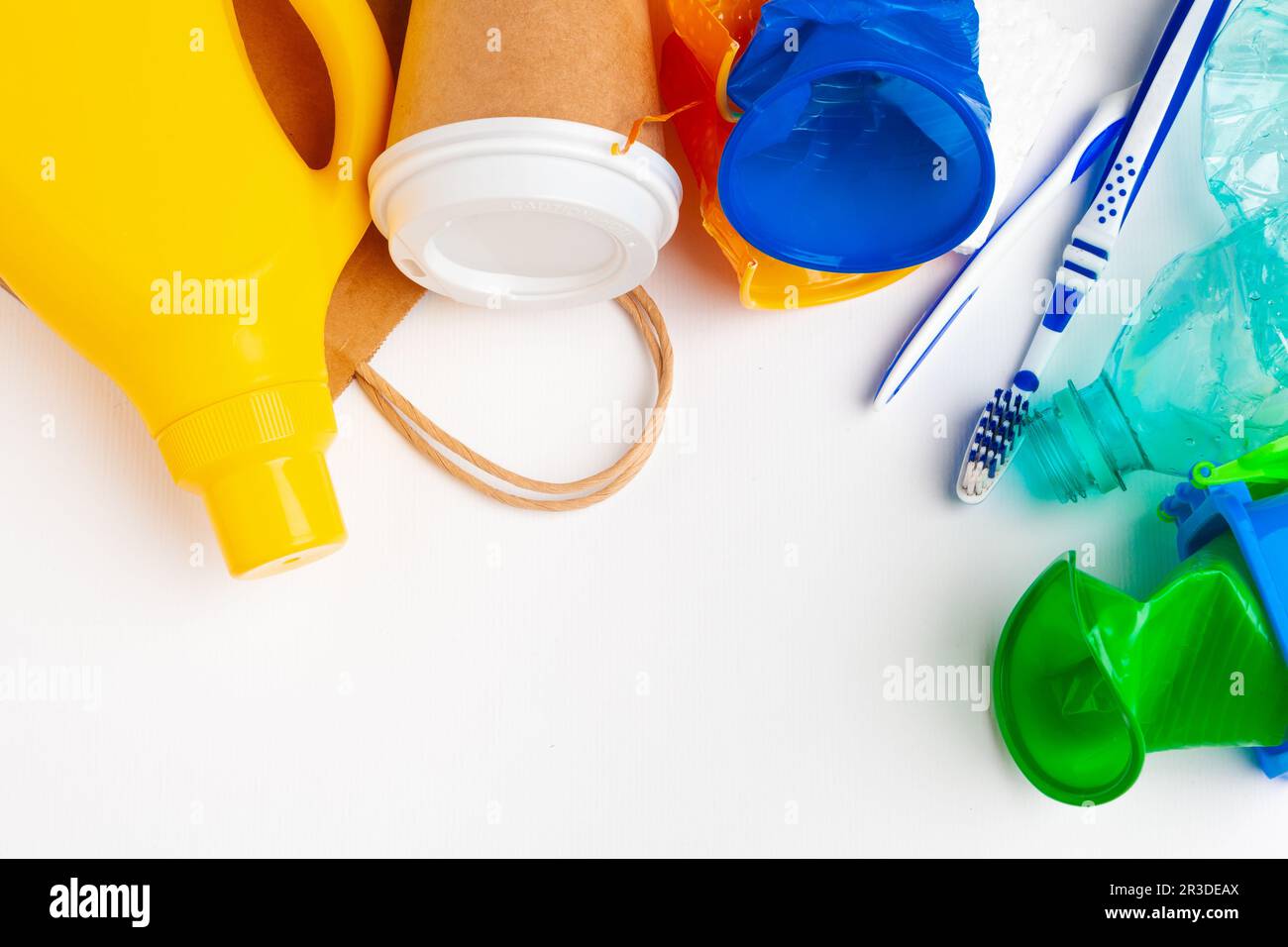Top view of Different garbage materials with recycling Stock Photo - Alamy