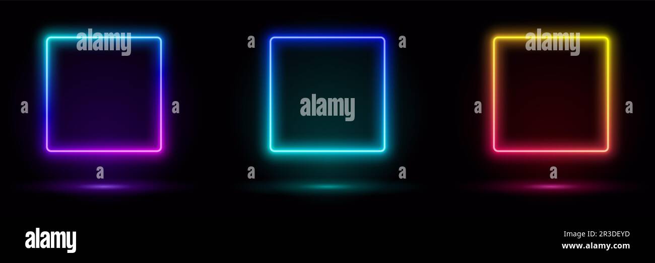 Set neon glowing colorful hi-res stock photography and images - Alamy