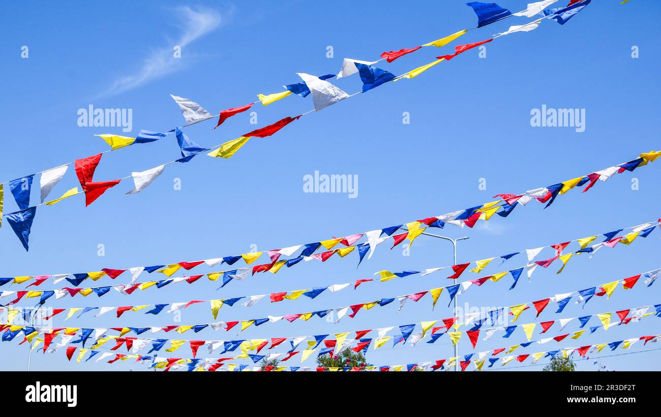 Happy birthday party background flags hi-res stock photography and ...