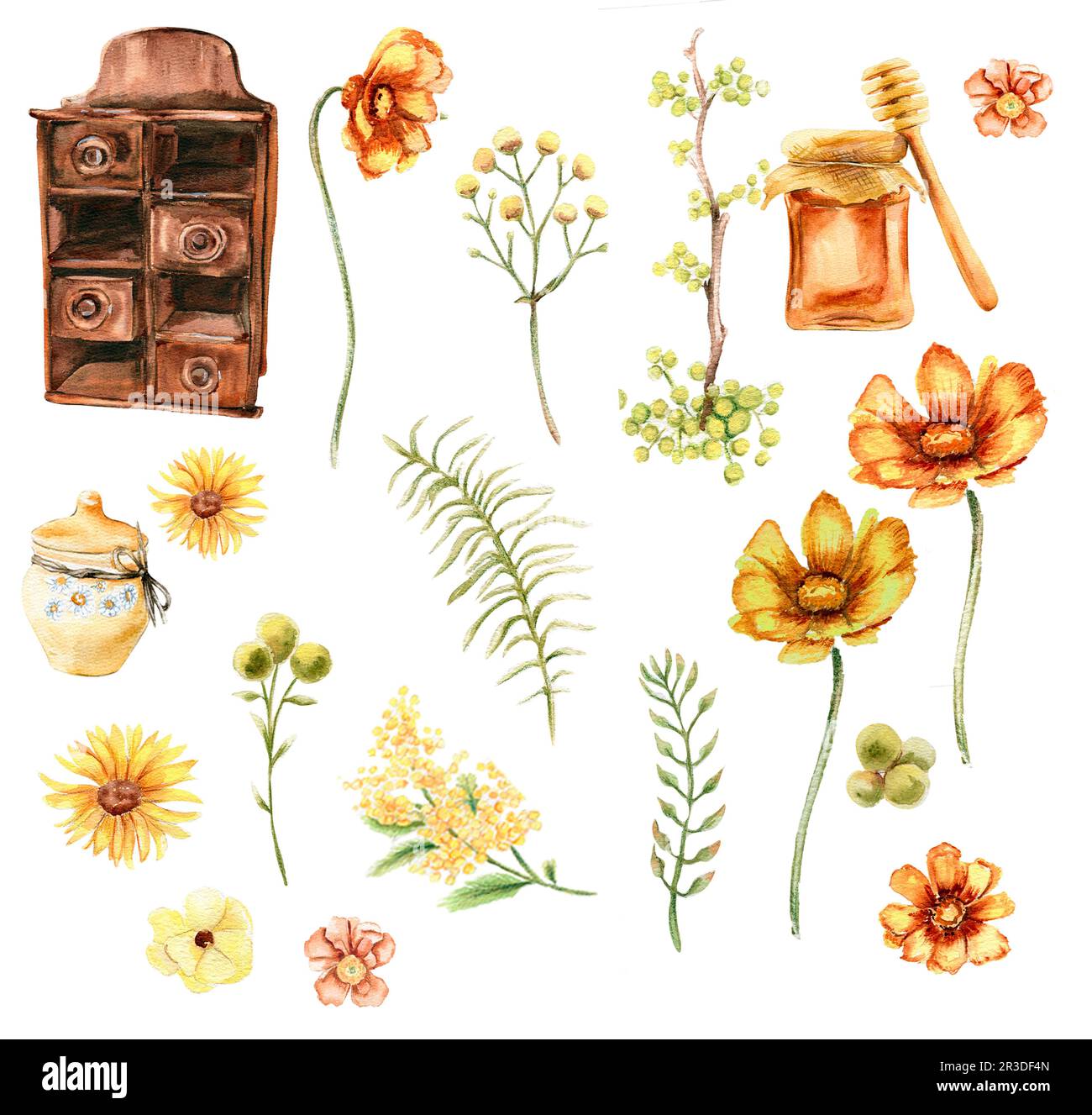 Watercolor golden frame ribbon Cut Out Stock Images & Pictures - Alamy