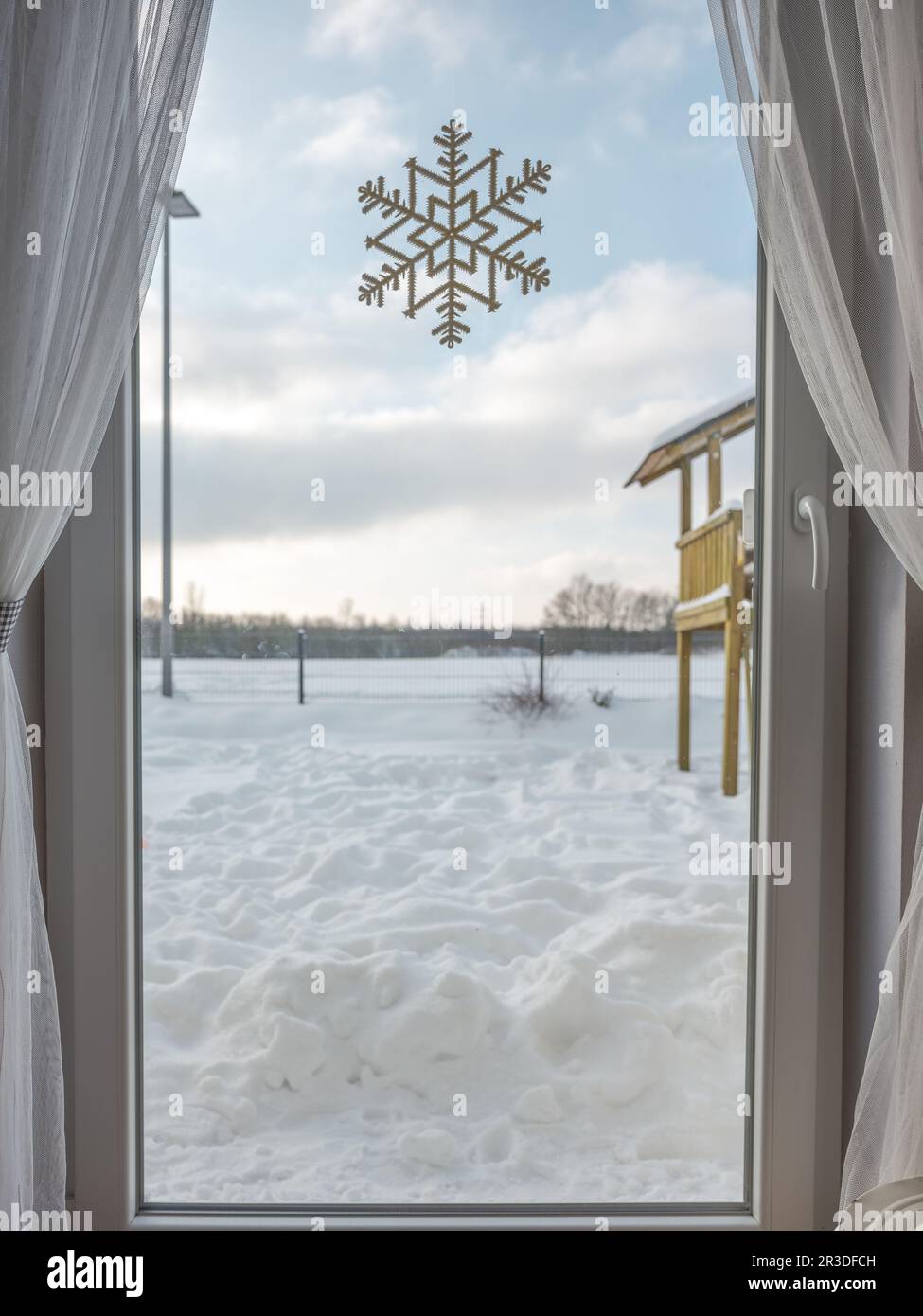 View trough window into snow Stock Photo - Alamy