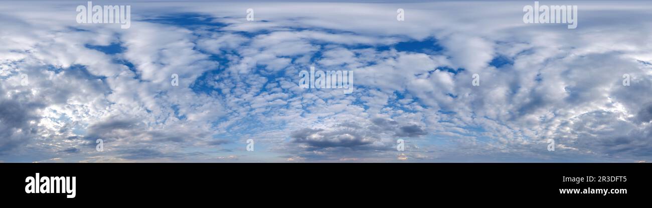 seamless evening cloudy blue sky dome hdri 360 panorama view with ...