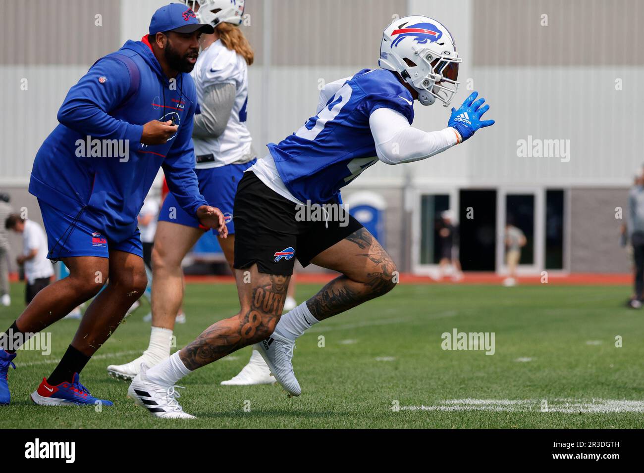 Buffalo Bills linebacker Shane Ray (49) runs a drill during NFL ...