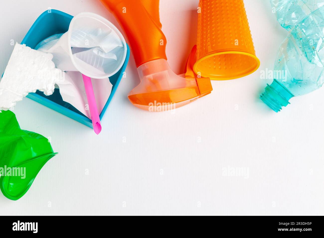 Top view of Different garbage materials with recycling Stock Photo - Alamy
