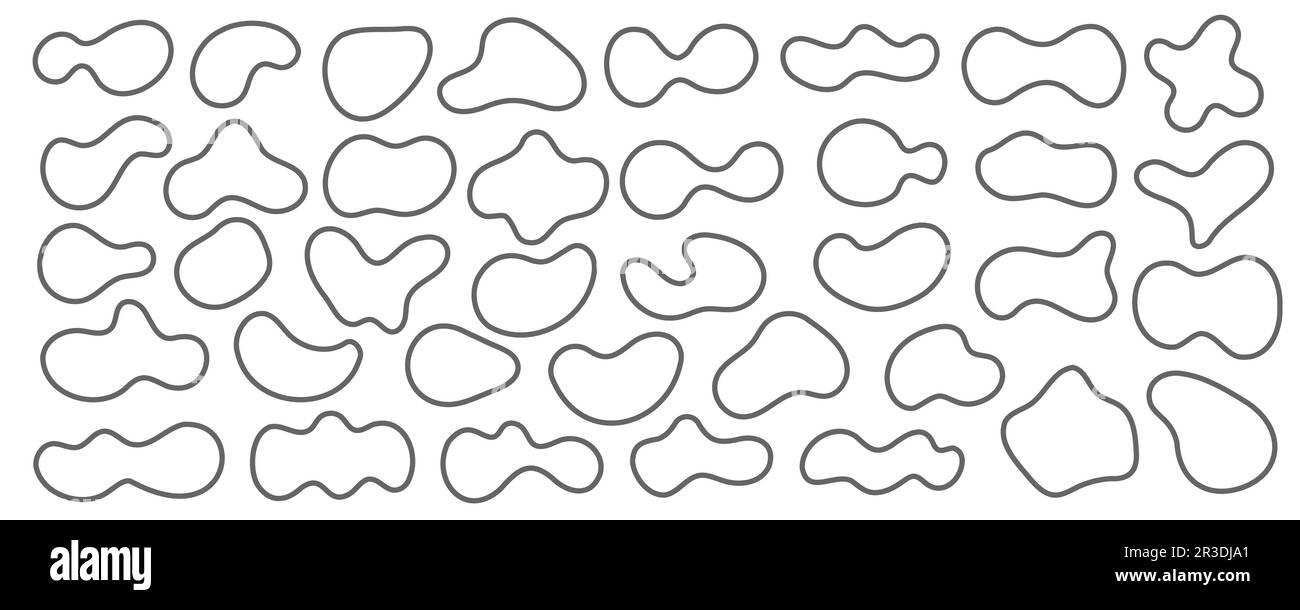 Organic blob shapes set. Amorphous liquid elements. Amoeba irregular fluid designs. Random ...