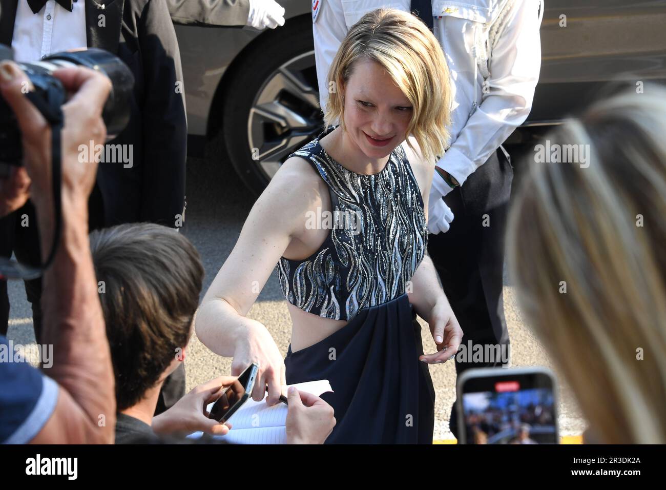Cannes, France. 22nd May, 2023. Mia Wasikowska attends the "Club Zero" red carpet during the ...
