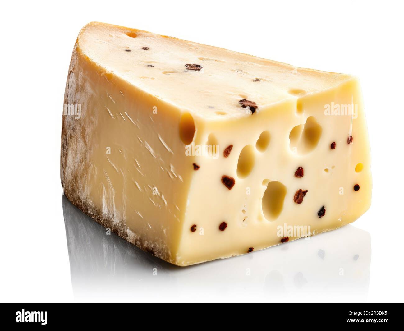 A cut wormy Kasu Marzu cheese, isolated on a white background Stock ...