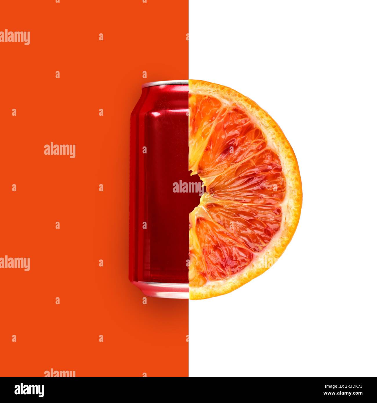 Collage with soda can and tasty Sicilian orange Stock Photo - Alamy