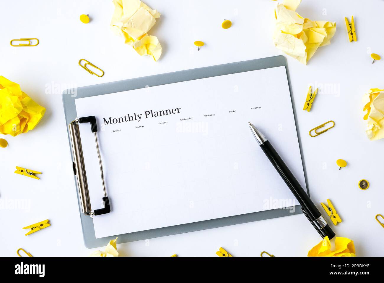 Monthly goals planner on white background. Planning month to stay ...