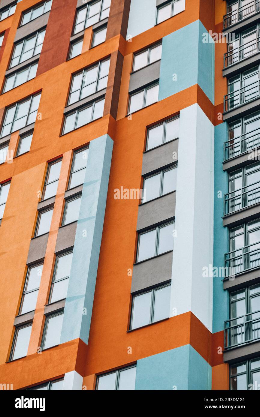 Modern building angle and windows. Multistory new multicolored ...