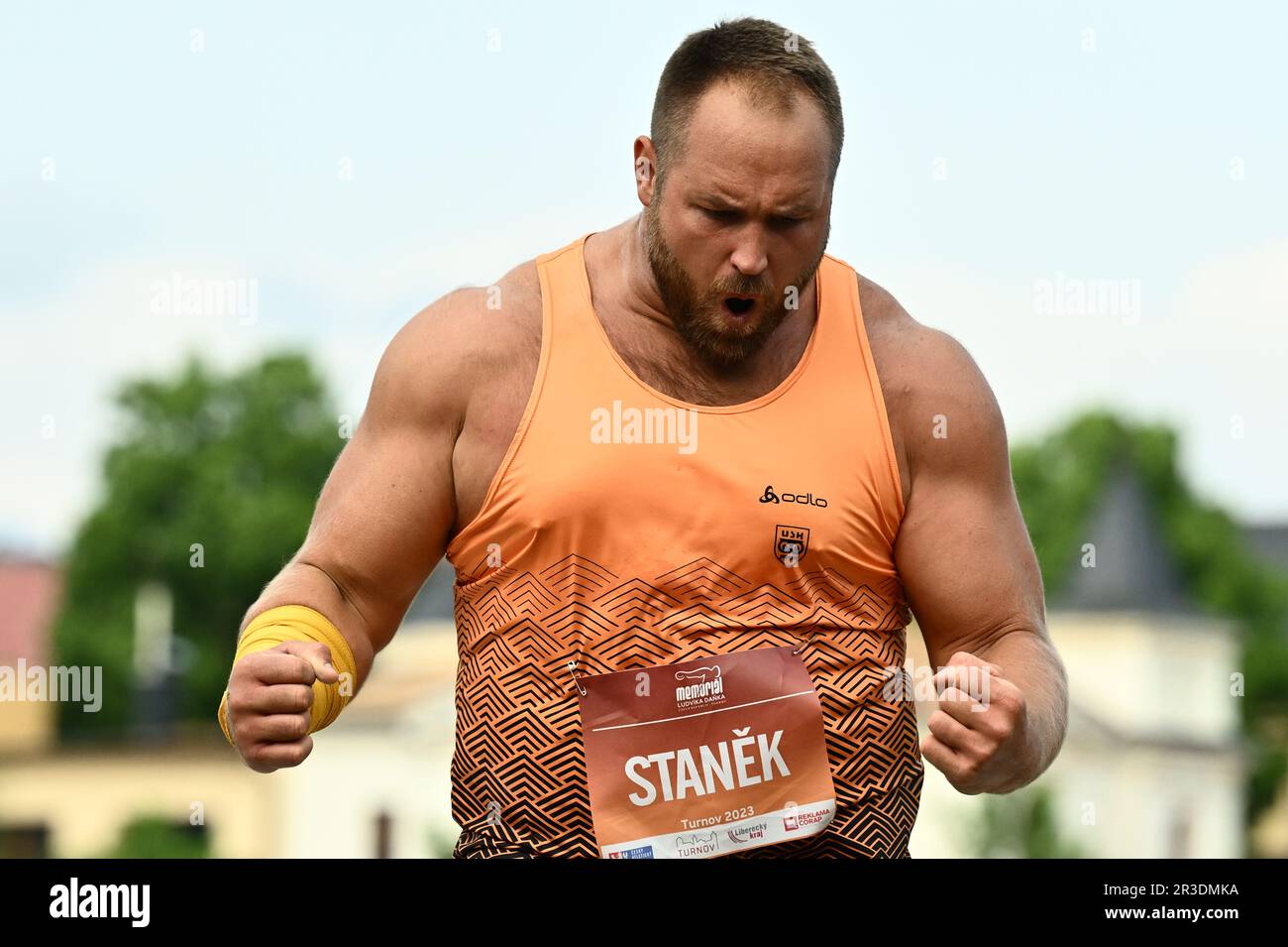 Turnov, Czech Republic. 23rd May, 2023. Czech national athlete in shot put Tomas Stanek in ...