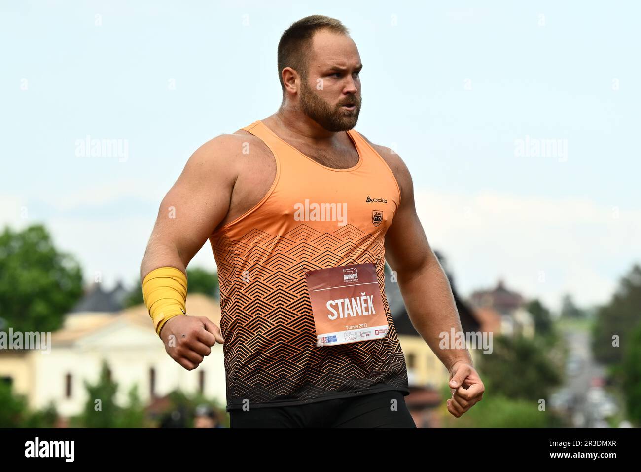 Turnov, Czech Republic. 23rd May, 2023. Czech national athlete in shot put Tomas Stanek in ...