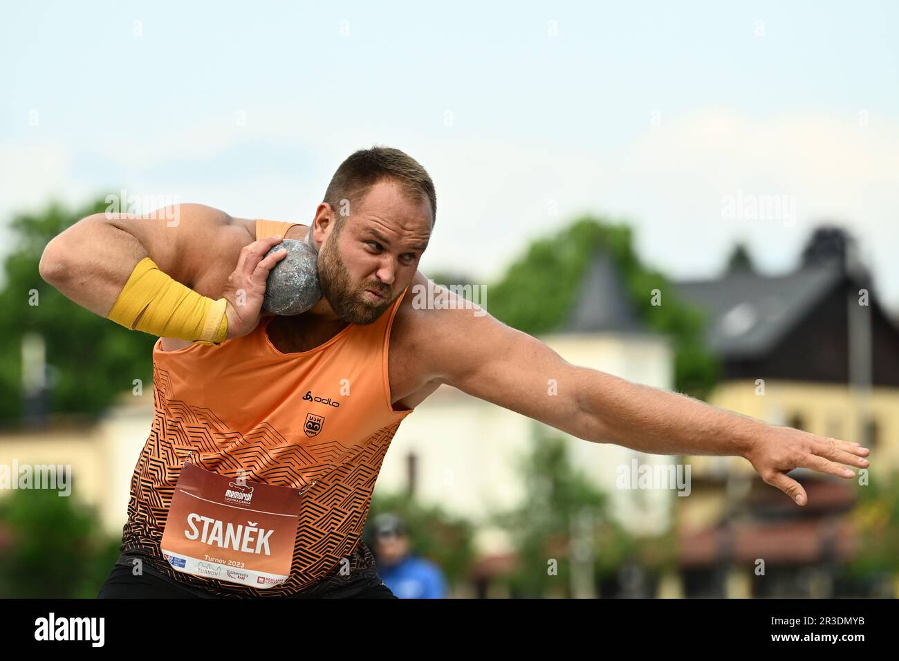 Turnov, Czech Republic. 23rd May, 2023. Czech national athlete in shot put Tomas Stanek in ...