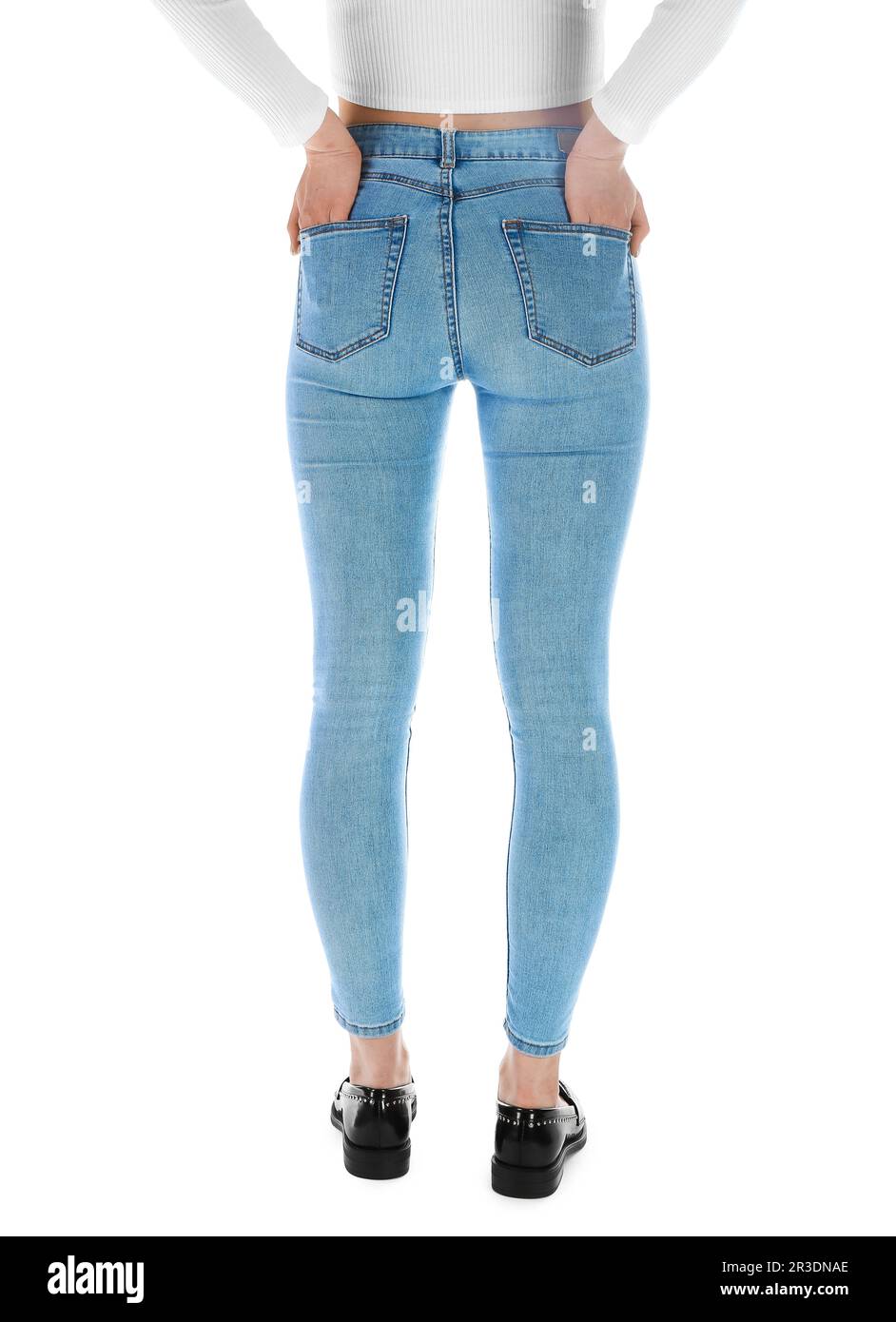 Girl jeans legs back blue hi-res stock photography and images - Alamy