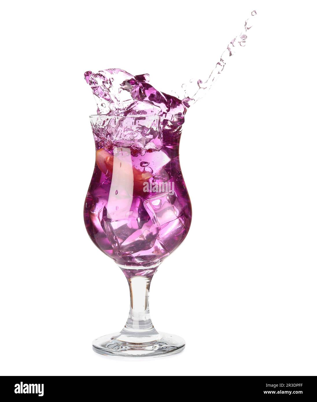 Purple gin and tonic with splashes on white background Stock Photo - Alamy