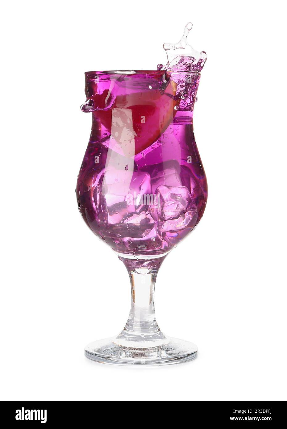 Purple gin and tonic with splashes on white background Stock Photo - Alamy
