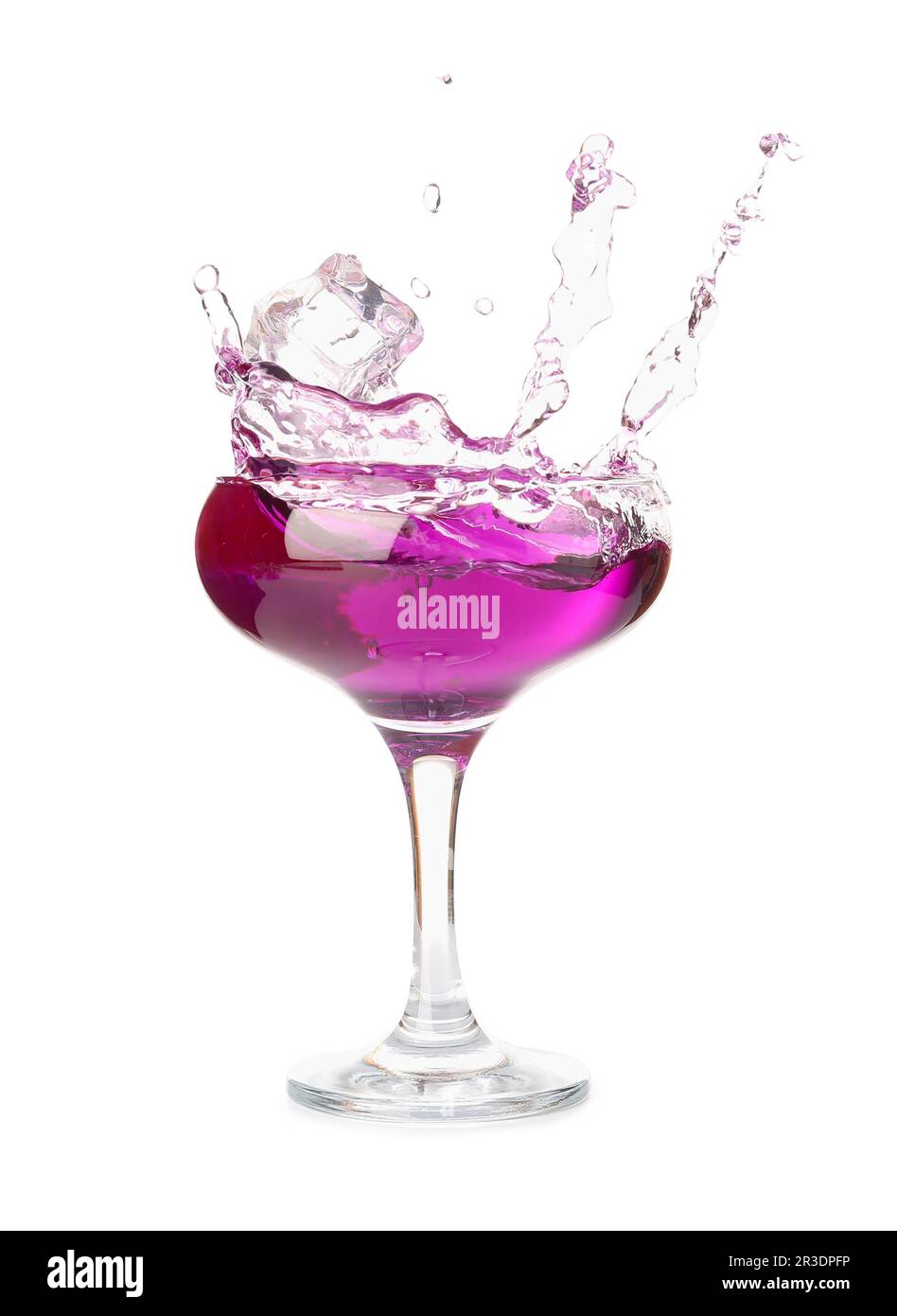 Purple gin and tonic with splashes on white background Stock Photo - Alamy