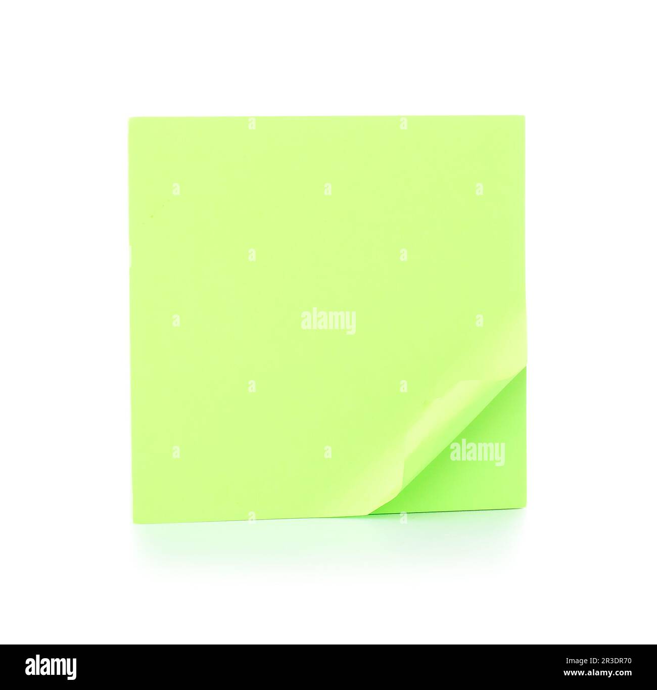 Green sticky notes isolated on white background Stock Photo - Alamy