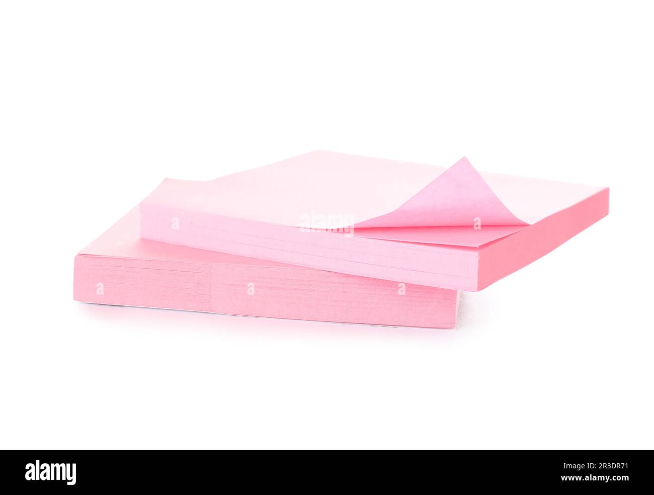 Stack of pink sticky notes isolated on white background Stock Photo - Alamy