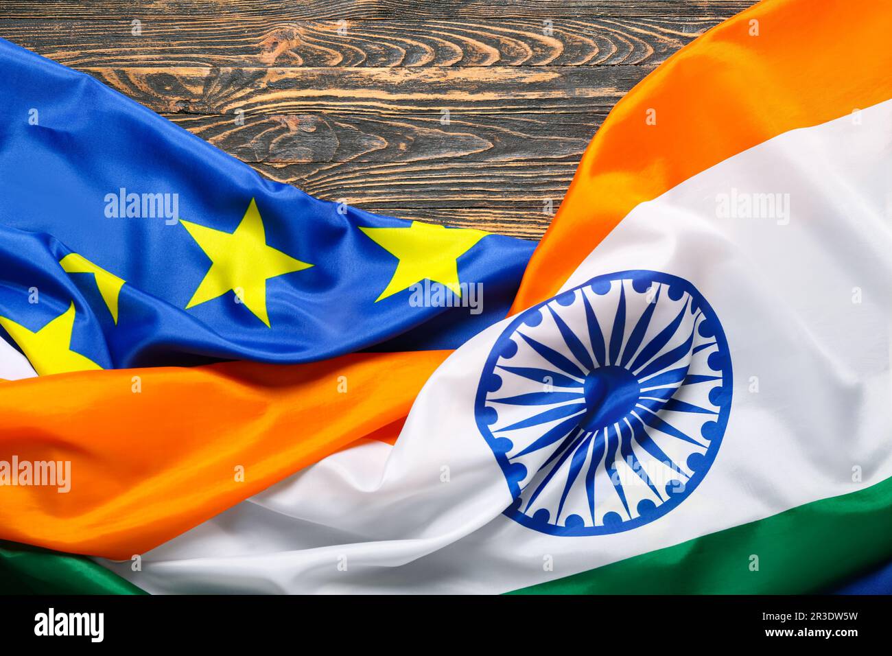 Flags of India and European Union on wooden background Stock Photo - Alamy