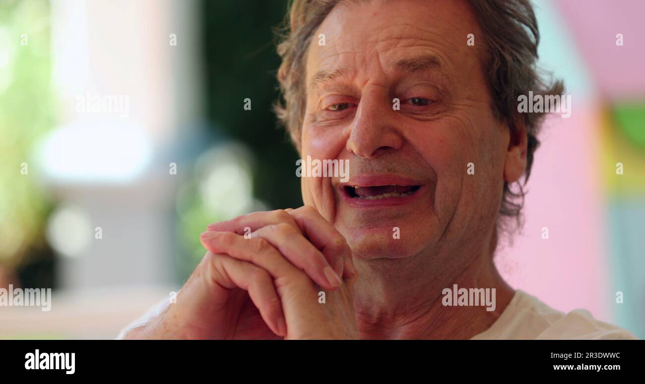 Happy older man surprised reaction, senior person face reacting to good ...