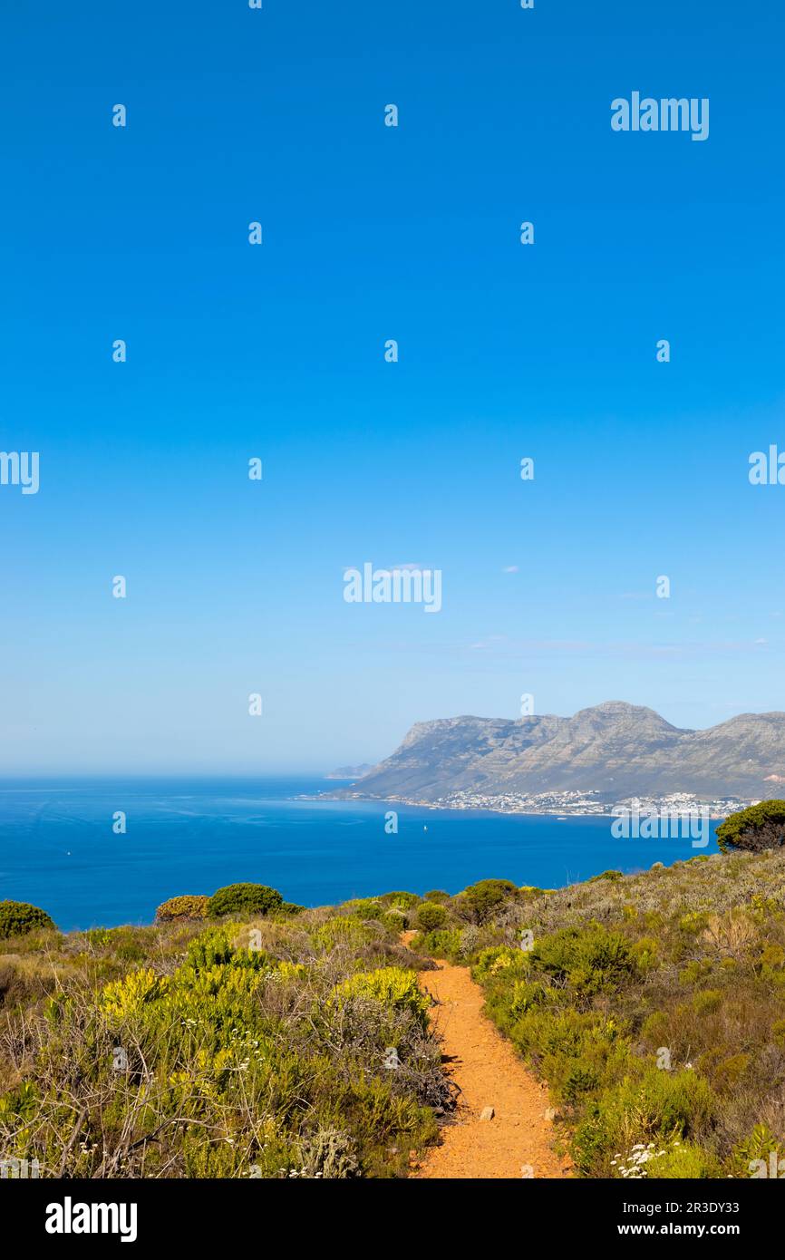 Dirt Track hiking paths on top of a mountain by the coast Stock Photo ...