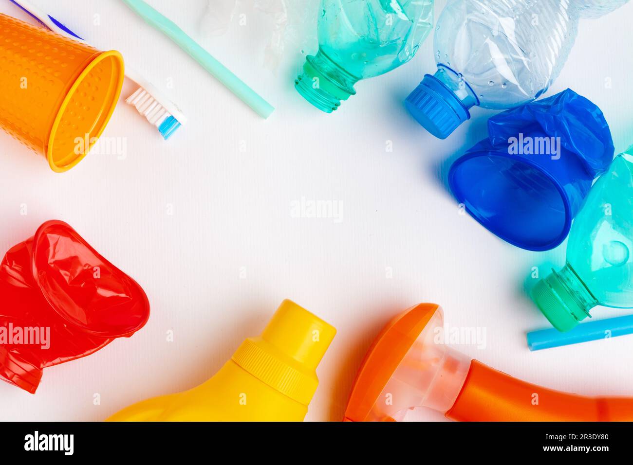 Top view of Different garbage materials with recycling Stock Photo - Alamy