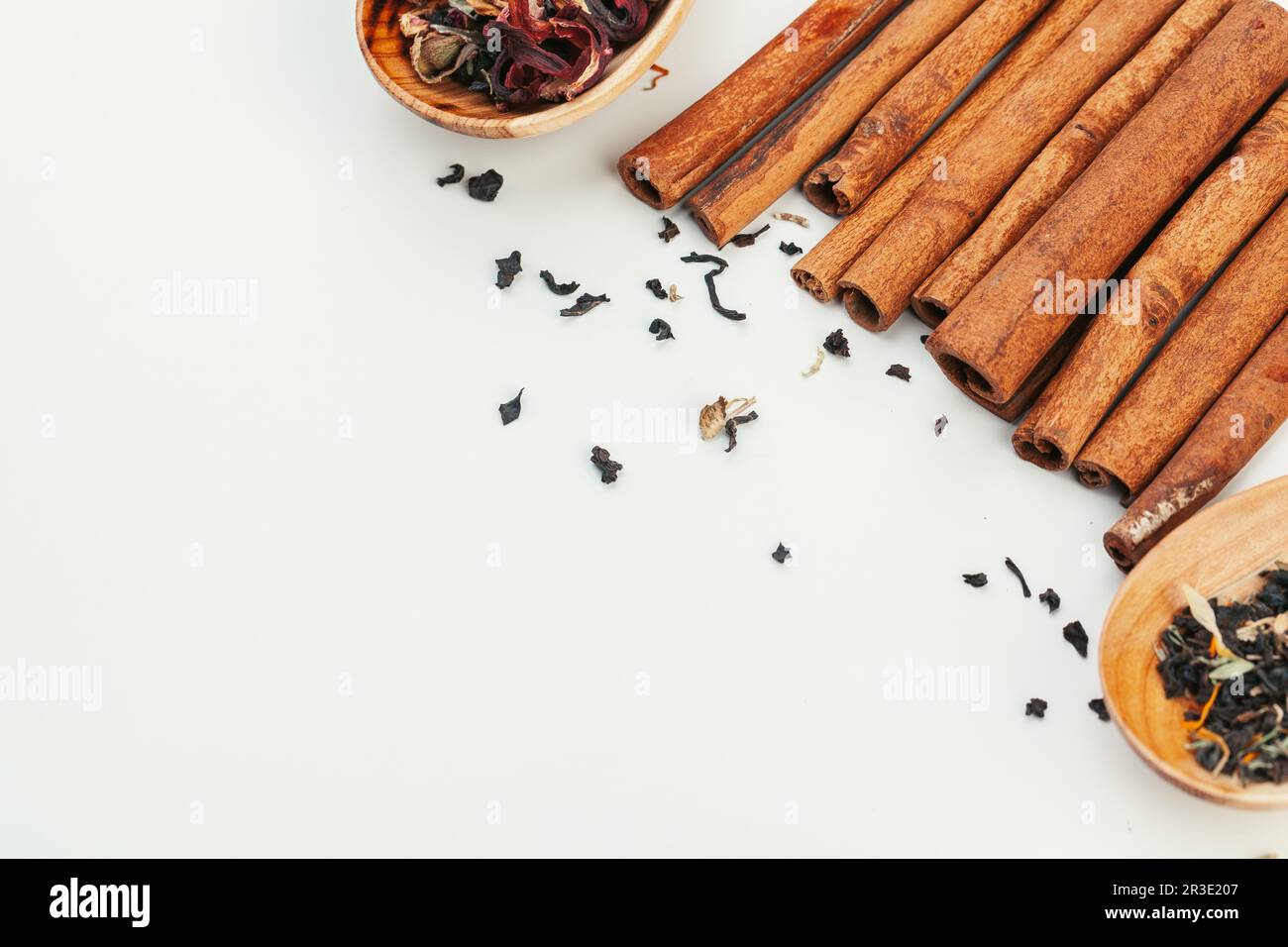 Dried tea heaped teaspoonful on white background, closeup Stock Photo ...