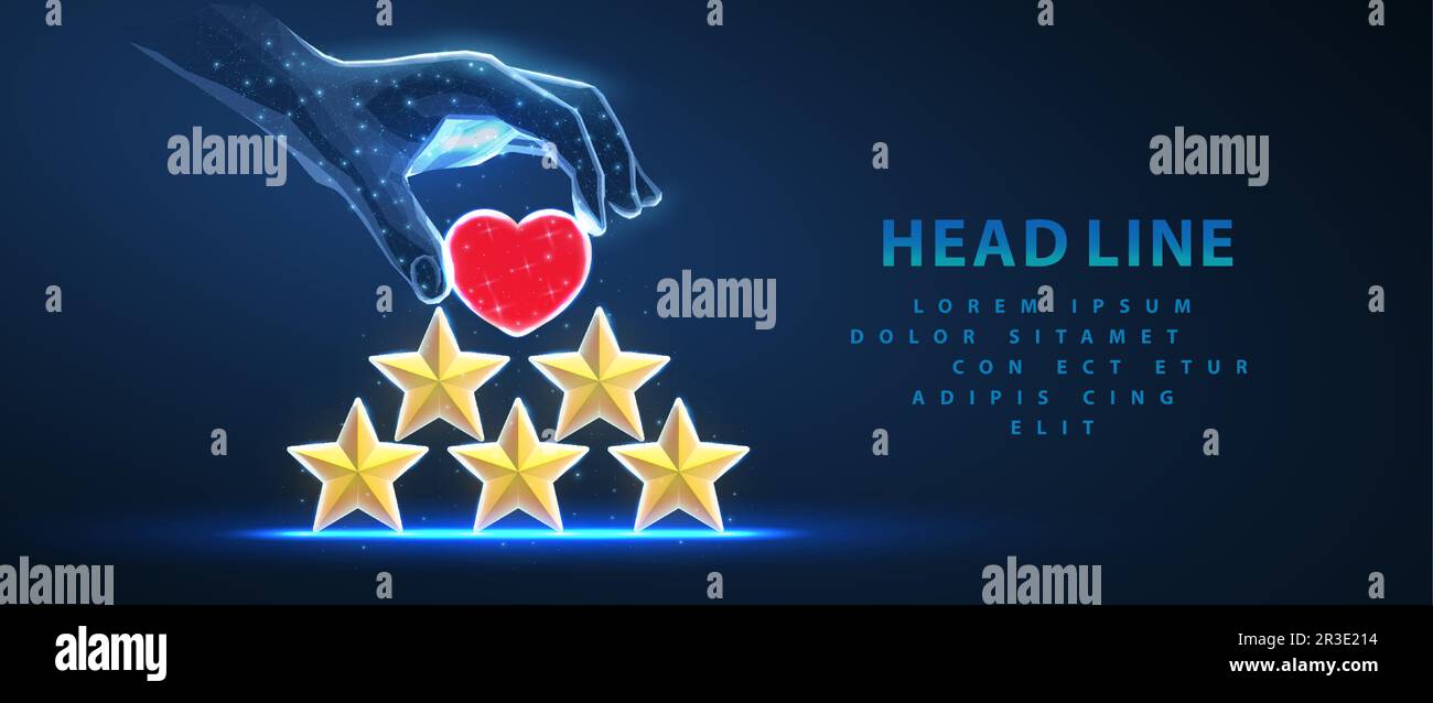 5 stars made pyramid with heart in digital hand on top of it. Star ...