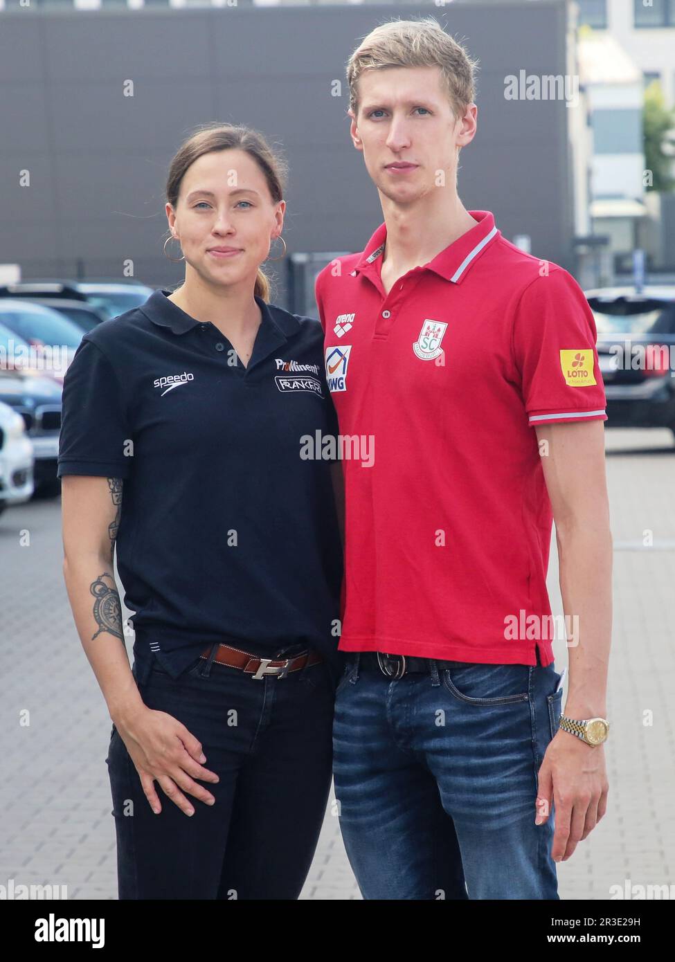 Swimmer Sarah KÃ¶hler SG Frankfurt and swimmer Florian Wellbrock SC ...