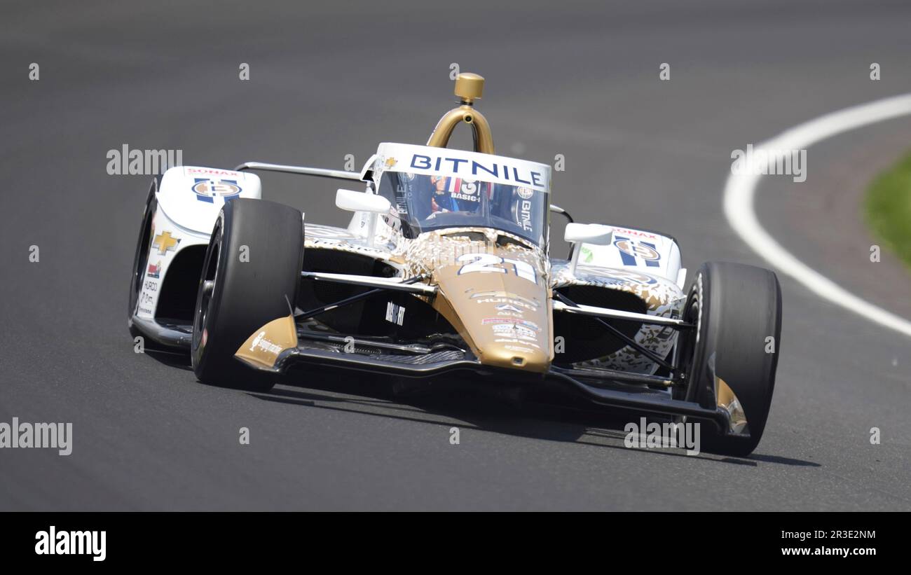 Rinus VeeKay, of The Netherlands, drives through the first turn during ...