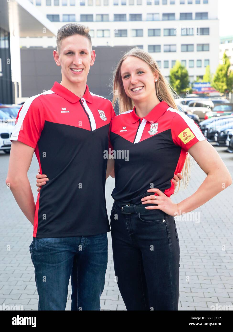 Swimmer Lukas MÃ¤rtens with girlfriend Isabel Gose SC Magdeburg at ...
