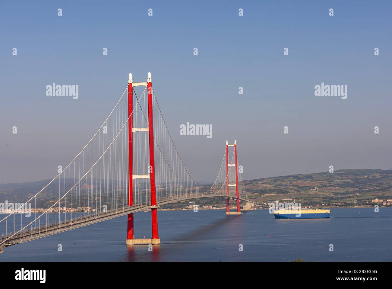 1915 Canakkale Bridge aerial view in Canakkale, Turkey. World's longest ...