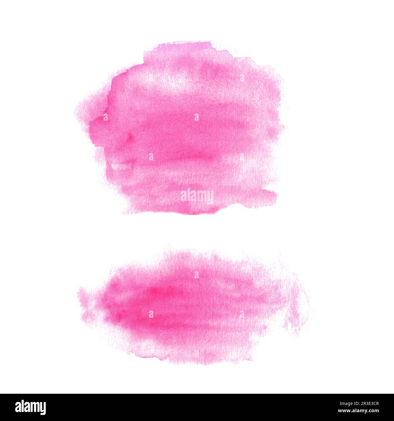 Set of two pink watercolor splashes. Hand drawn illustration isolated ...