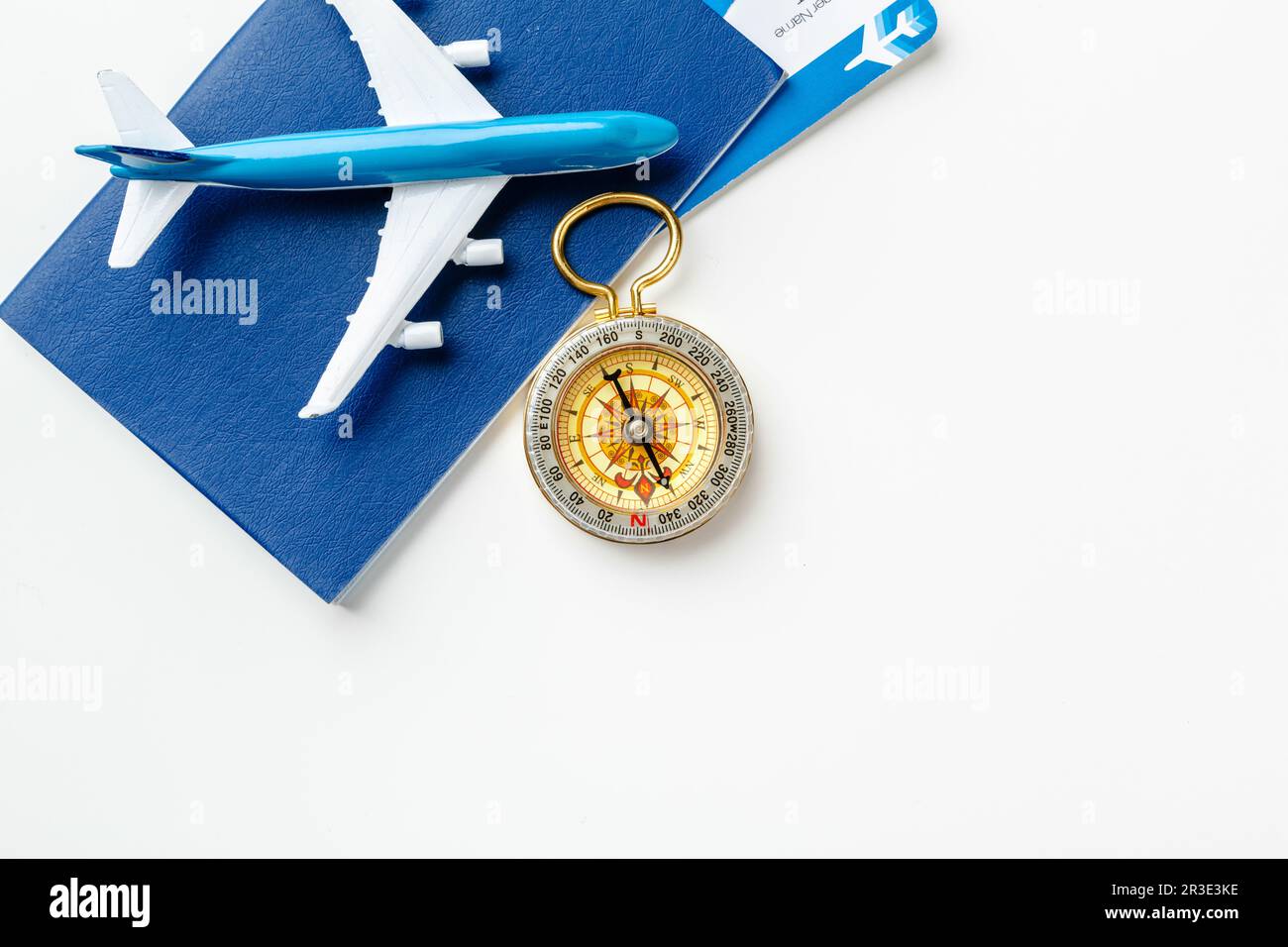 Time to Travel. Idea for tourism with flight tickets and compass on ...