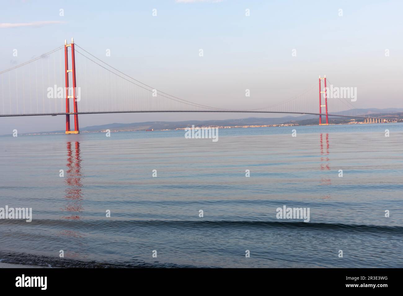 1915 Canakkale Bridge aerial view in Canakkale, Turkey. World's longest ...