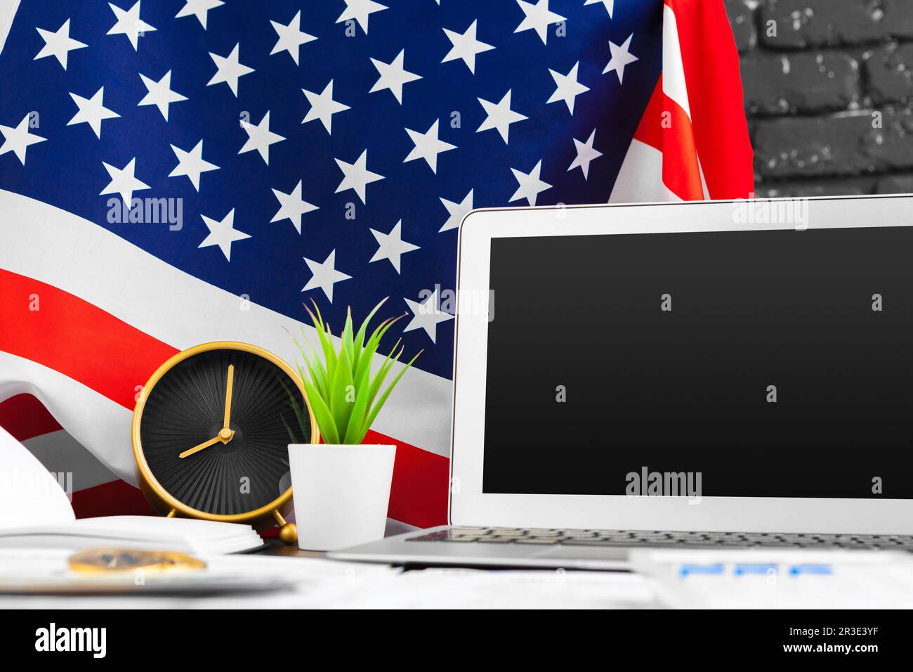4th of July American Independence Day USA flags decorations in office ...