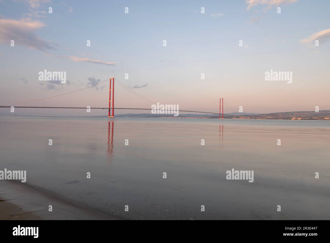 1915 Canakkale Bridge aerial view in Canakkale, Turkey. World's longest ...