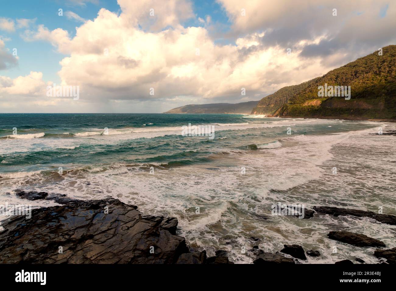 Photograph of the rugged coastline and scenery along the Great Ocean ...