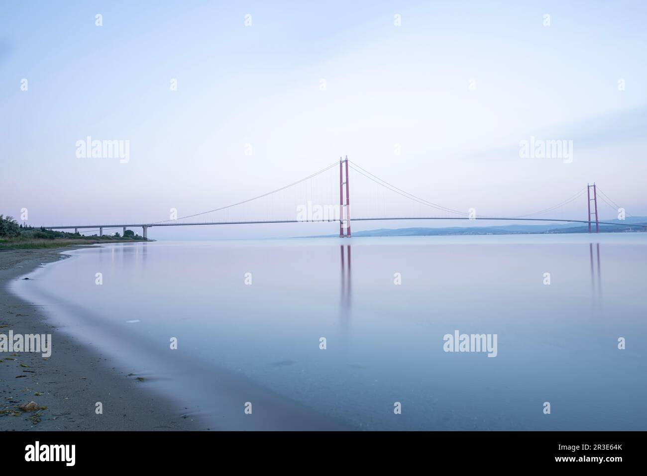1915 Canakkale Bridge aerial view in Canakkale, Turkey. World's longest ...