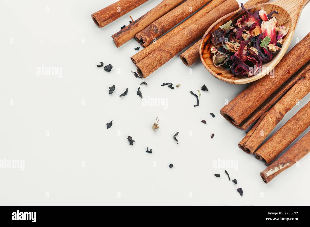 Dried tea heaped teaspoonful on white background, closeup Stock Photo ...