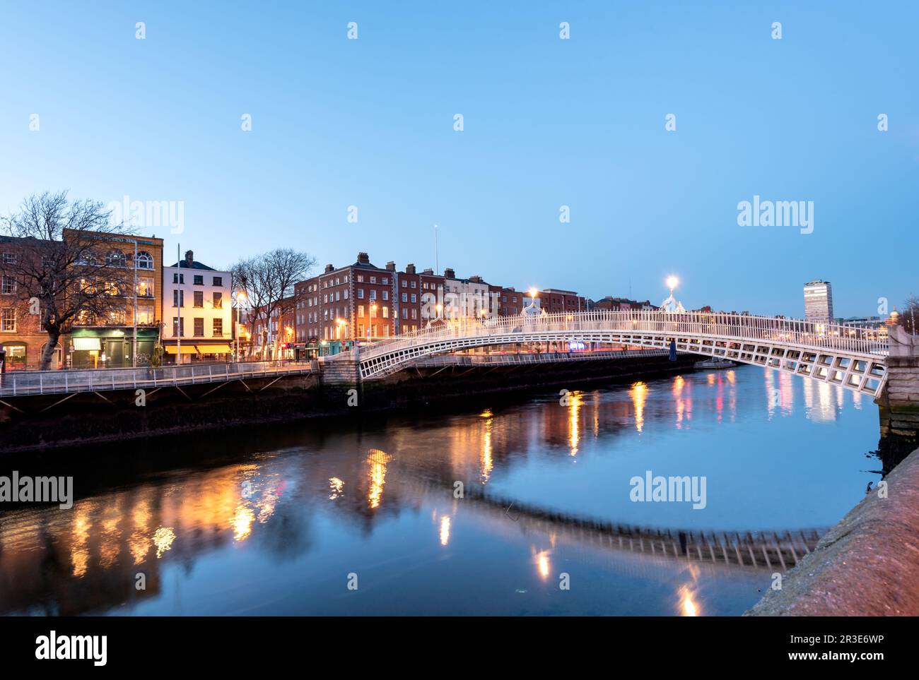 A famous tourist attraction in Dublin, Ireland, Ha'penny Bridge Stock ...