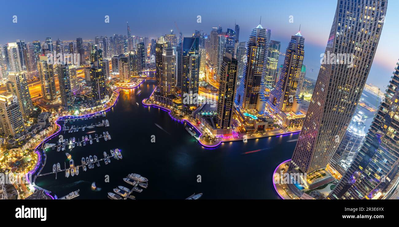 Dubai Marina harbour skyline architecture holiday overview in United ...