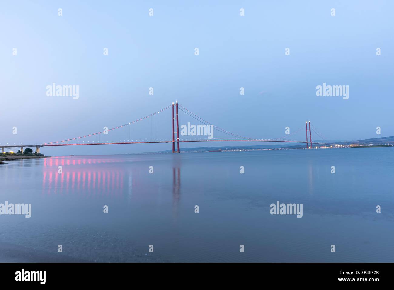 1915 Canakkale Bridge aerial view in Canakkale, Turkey. World's longest ...