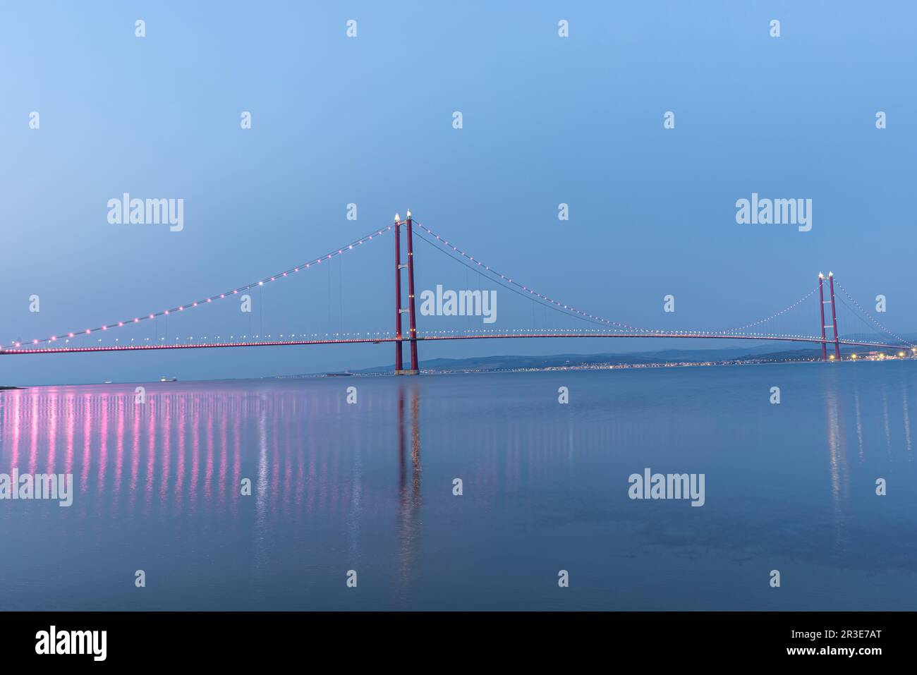 1915 Canakkale Bridge aerial view in Canakkale, Turkey. World's longest ...