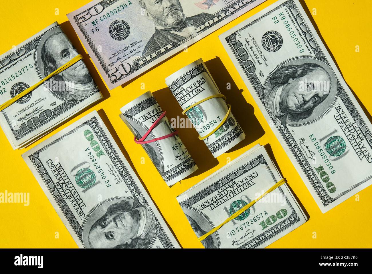 Us dollar bills are creative layout. Business concept, development ...