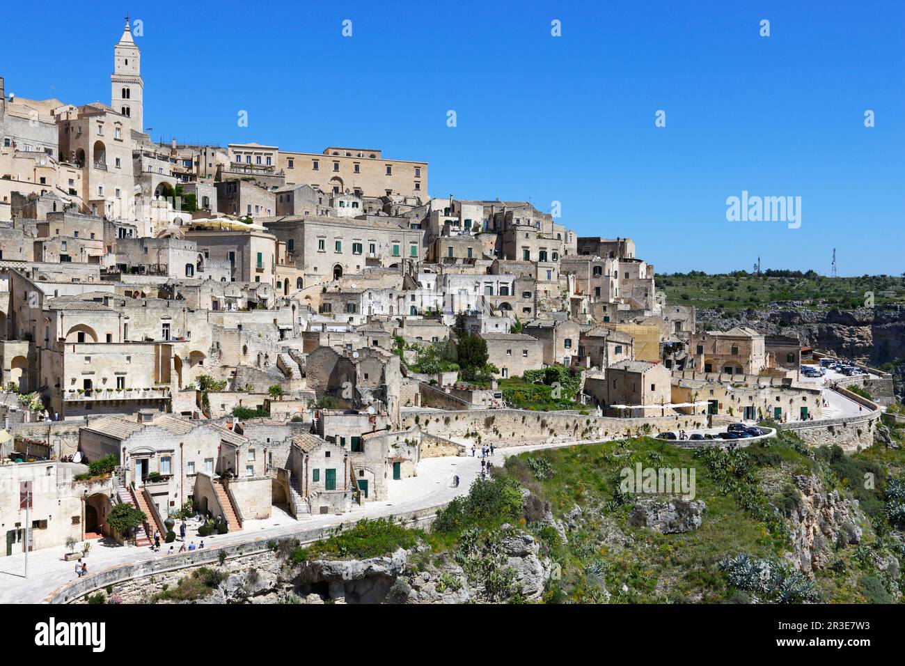 Dramatic views looking out above the rooftops of the Sassi of Matera ...