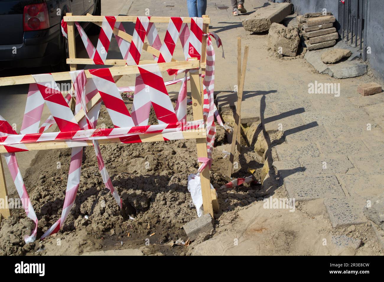 Repair pedestrian pavement barrier hi-res stock photography and images ...