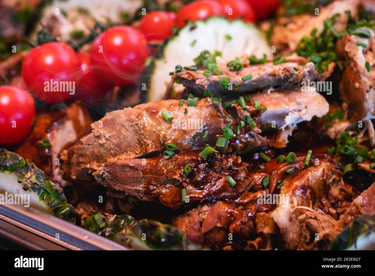 pork loin with vegetables, roast beef, served in a Brazilian restaurant ...